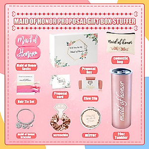 Maid of Honor Proposal Gifts Will You Be My Maid of Honor Box,Maid of Honor Box Proposal Box for Bacheloretter Day 20oz Maid of Honor Box Wine Tumbler Bridal Shower Gifts Set