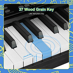 TWFRIC Beginners Piano Keyboard 37 Keys Portable Electronic Keyboard Piano Built-in Rechargeable Battery Kids Piano with Headphone Jack Learning Musical Instruments Gifts for 3 4 5 6 7 Boys Girls