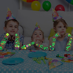 Mario Birthday Party Supplies, 34Pcs Temporary Tattoos Party Favors, Glow In The Dark Removable Skin Safe, Fake Tattoo Stickers for Goody Bag Treat Bag Stuff for Mario Birthday Party Gifts