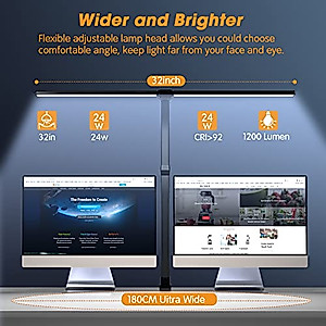 SOMAYO LED Desk Lamp，Architect Desk Lamps for Home Office，24W Brightest Led Workbench Office Lighting-5 Color Modes and 5 Dimmable Eye Protection Modern Desk Lamp for Monitor Studio Reading (b-Black)