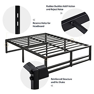 Vellieve Twin Bed Frame 14” Metal Platform Bed with Storage, Heavy Duty Steel Slats Support, 1000 lbs Weight Capacity, No Box Spring Needed, Noise Free, Non-Slip, Easy Assembly, Black