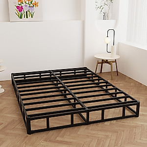 Maenizi 9 Inch Box Spring for Queen Bed, Heavy Duty Metal Box Spring Bed Base with Fabric Cover, Mattress Foundation, Easy Assembly, Noise Free, Black