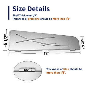 Bernkot Corner Shower Shelf 12" Brushed 304 Stainless Steel Quadrilateral Corner Shelves Recessed Bathroom Storage Shampoo Holder Organizer Kitchen Shelf Rack 2 Pack, No Drilling Needed