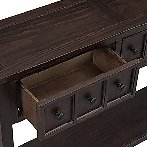 HABITRIO Antique Entry Console Table with Storage Drawers, 60" Long Sofa Table with Two Different Size Drawers and Bottom Shelf for Storage, Living Room Narrow Sofa Entry Table, Entryway (Espresso)