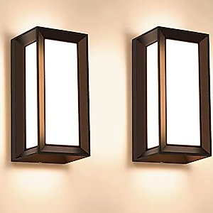 LED Outdoor Wall Porch Light,2 Pack Modern Wall Sconce 3000K Waterproof Exterior Lighting Fixtures Wall Mount