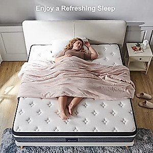 S SECRETLAND King Mattress, 12 inch Individually Wrapped Coils Innerspring Mattress, Pocket Spring Hybrid Mattresses with CertiPUR-US Certified Foam, Plush Yet Supportive