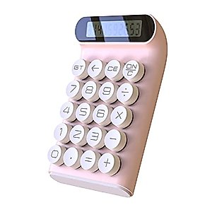 QONIA Retro Calculator Mechanical Keyboard Portable Computer 10 Digit LCD Display Financial Office Fashion Calculator-Pink