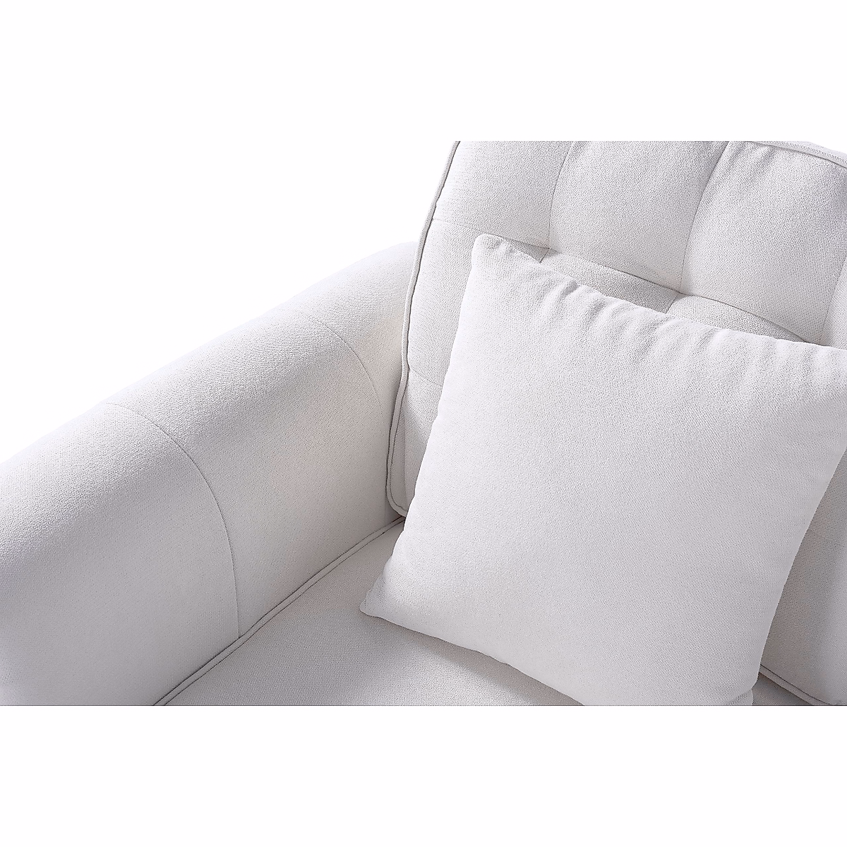 LCH Chesterfield, 86.6” Flare Sofa, Tufted 3 Seater Furniture, Velvet Couch with Scroll Arms and Nailhead for Living Room, Bedroom, Office, Apartment (Beige)