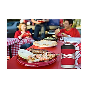 Budweiser Stainless Steel Can Insulator, Insulated Beverage Holder for Standard Size Can and Bottle, Can Cooler for Beer and Soda