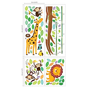 DECOWALL DW-1402 Little Monkeys Tree and Animals Height Growth Chart Kids Wall Stickers Wall Decals Peel and Stick Removable Wall Stickers for Kids Nursery Bedroom Living Room décor