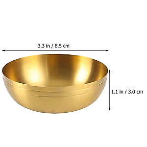 Hemoton Stainless Steel Bowl Soup Insulated Bowl for Cereal Ice Cream Rice Noodles Salad Golden 8. 5cm