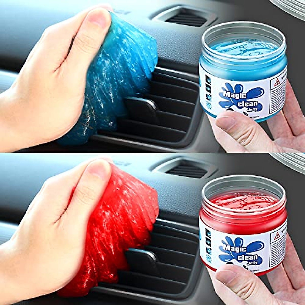 DNA MOTORING TOOLS-00147 (2 Pack) Car Cleaning Jelly Auto Detailing Tool Universal Clean Gel Auto Vent Air Interior Home & Office Electronics Keyboard Cleaner (2 Units),Blue+Red