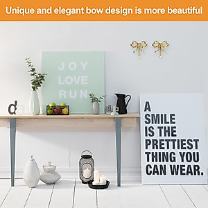 MOROBOR Brass Bow Hooks, 2PCS Home Decorative Hooks Wall Mounted Bow Hooks Modern Key Holder Gold Single Prong Coat Hanger for Home Office Nursery Room Decoration/2.6"