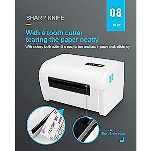 with U Disk (Driver.Software, Video are in U Disk) Label Maker Printer Thermal Barcode Shipping Printer Bluetooth and USB 110mm 4X6 Shipping Sticker Label Printer 4 inch (USB+Bluetooth Port)