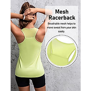 Blooming Jelly Workout Tank Tops for Women Racer Back Built in Bra Shirts Sleeveless Athletic Yoga Top (Medium, Yellow)