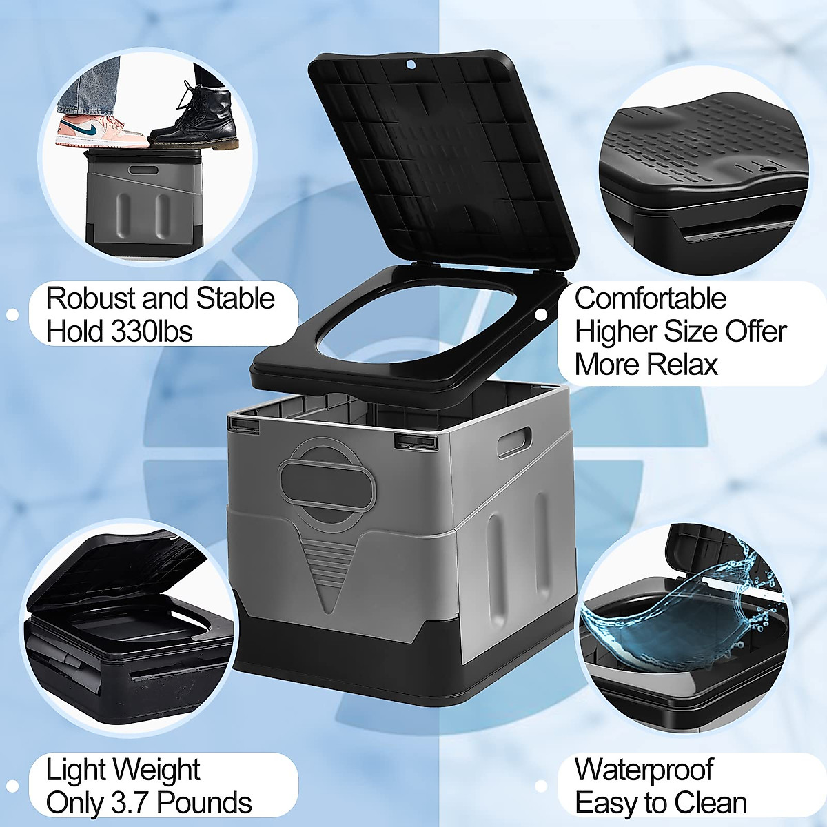 Portable Toilet for Camping Folding Portable Toilet for Adults Waterproof Camping Toilet with Carry Bag and Disposable Toilet Seat for Camping Hiking Outdoor Boating Car Long Trips Storage