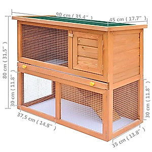 vidaXL Outdoor Rabbit Hutch 1 Door Weather Resistant Heavy Duty Animal Cage Bunny Living Small Animal Shelter Brown Wood