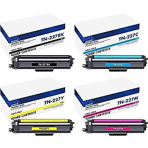 TN227 TN-227BK/C/M/Y High Yield Toner: Compatible for Brother 227 Toner Combo Pack Replacement for MFC-L3770CDW HL-L3270CDW HL-L3290CDW HL-L3210CW HL-L3230CDW MFC-L3710CW MFC-L3750CDW Printer(4-Pack)