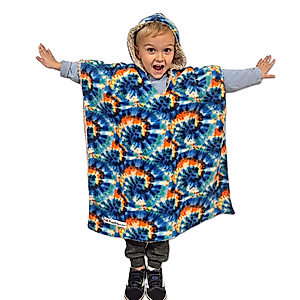 Birdy Boutique Car Seat Poncho for Kids – Safe to Use Over Seat Belts – Reversible Warm and Cozy Blanket – Easy on Easy Off and Doesn’t Impact Car Seat Performance – Tie Dye – One Size