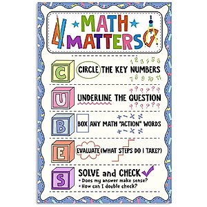 Homelight Math Cubes Poster Math Matters Poster Gifts For Teacher, High School Classroom, Middle School Classroom or Elementary Classroom Decorations Poster No Frame Or Canvas 0.75 for Back To School