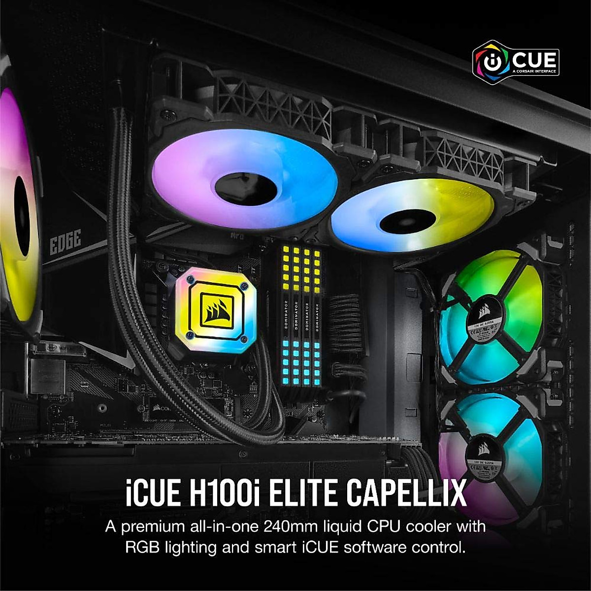 Corsair iCUE 4000X RGB Mid-Tower ATX PC Case - BlackCorsair iCUE H100i Elite Capellix Liquid CPU Cooler