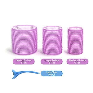 Jumbo Hair Rollers by Larvishe - Self Grip Hair Curlers Set for Long Hairs Including Jumbo, Large and Medium Hair Rollers - Ideal for Salon Dressing, 28 Piece Set