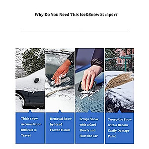 Pincuttee 10" Snow Shovel for Car 1PC,Car Ice Scrapers Frost Snow Removal for Car Windshield and Window,Snow Scraper Brush with Foam Handle(Black,1PC)