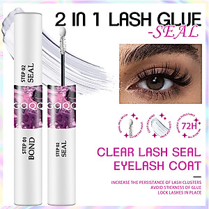 GAQQI Lash Bond and Seal, Lash Cluster Glue for DIY Lash Extensions, 48 Hours Long Lasting Waterproof Lash Adhesive Glue, Non-irritating Flase Lashes Glue for Sensitive Eyes (White Bond)