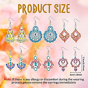 Kigeli 10 Pairs Diamond Painting Earrings Jewelry Diamond Art Earring Kit for Jewelry Making 5D DIY Earring Making Kit for Adults Kids Boho Dangle Drop Earrings Vintage Jewelry Crafting Charms Bulk