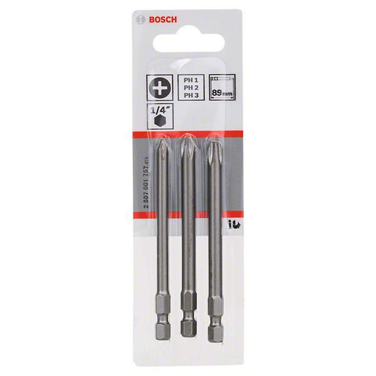 Bosch 2607001757 Phillips Head Bit Set PH1-3 XH 3.5In 3 Pcs