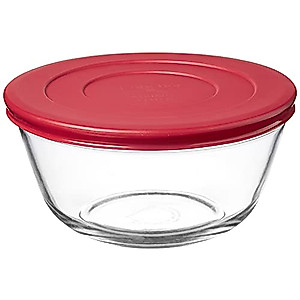 Anchor Hocking 91858 Glass Mixing Bowls with Lids, Cherry, 4 Quart (Set of 2) -