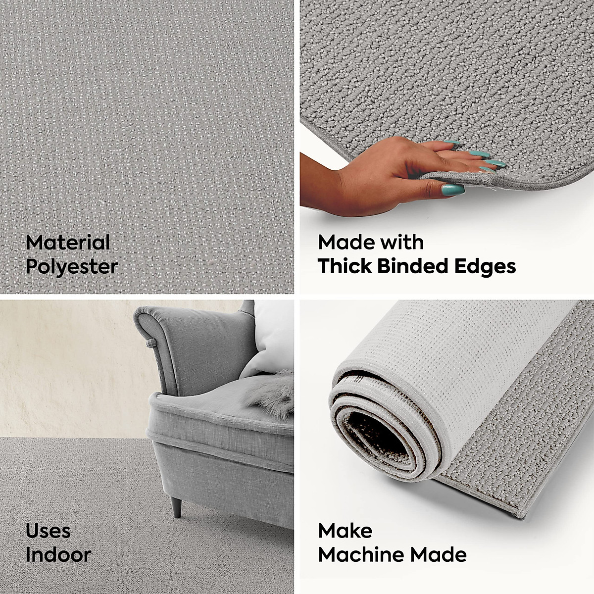 Furnish my Place Abstract Contemporary Striped Pattern Modern Plush Two Tone High Low Pattern Rug Carpet, Hallway Entry Carpet, Contemporary Runner Rug, Made in USA - Iconic Grey, 2' x 12'