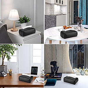HELMDY Tissue Box Cover Rectangular: Modern Decorative PU Leather Tissue Box Organizer Holder 9.84"X5.51"X3.86" for Bathroom Vanity Countertop & Night Stands & Office Desk & Car (Black)