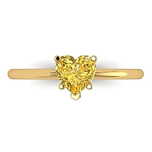 Clara Pucci 1.0 ct Heart Cut Solitaire Canary Yellow Simulated Diamond Bridal Wedding Anniversary Engagement Ring Real 14k Yellow Gold