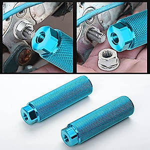 Amotor Bike Pegs Aluminum Alloy Anti-Skid Lead Foot Bicycle Pegs BMX Pegs for Mountain Bike Cycling Rear Stunt Pegs Fit 3/8 inch Axles (Sky-Blue)
