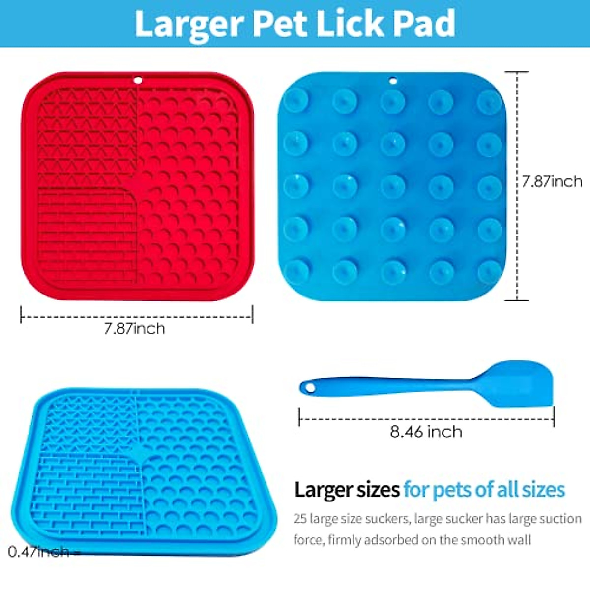 Large Lick Mat for Dogs and Cats, Food Grade Silicone Dog Lick Mat with Suction Cups for Pet Anxiety Relief Slow Feeder for Dog Boredom Reducer Dog Treat Mat Perfect for Bathing Grooming etc