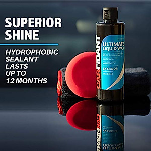 Carfidant Premium Liquid Car Wax Kit - Ultimate Liquid Wax Paint Sealant - Easy to Apply - Nano-Polymer Protection - Car Detailing Products Car Wash Kit - Microfiber Towel + Applicator