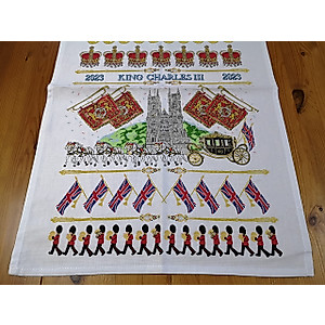Ulster Weavers Tea Towel Cotton, Durable & Machine Washable, Eco-Friendly Design, Ideal Size, King Charles Coronation, Red
