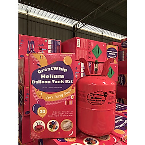 GreatWhip 7L Helium Tank for Balloons At Home Helium Balloon Pump Kit 30 Assorted Latex Balloons and Curling Ribbon Included