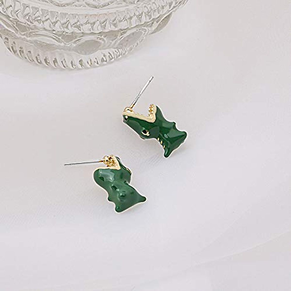 Funny Little Dinosaur Stud Earrings Dripping Oil Cartoon Green Dinosaur Animal Fun Earrings for Women (dinosaur)