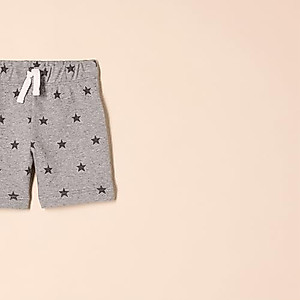 Amazon Essentials Unisex Babies' Cotton Pull-On Shorts, Pack of 3, Black/Grey Heather Stars/White Stripe, 24 Months