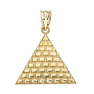 High Polish 14k Gold Ancient Egypt Pyramid Shape Charm Pendant