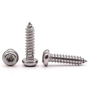 M4 x 20mm Button Head Socket Cap Self Tapping Screws, 304 Stainless Steel 18-8 Wood Screws, Full Coarse Thread Sheet Metal Screws, Pack of 50