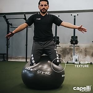 Capelli Sport Exercise Ball for Yoga, Balance Ball, Pilates, Anti Burst Slip Resistant, Quick Pump, Black, 75 cm