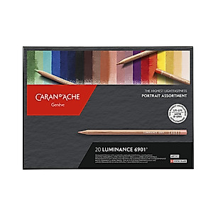 Caran d'Ache 6901 Colouring Pencils Luminance Portrait Assortment 20 Colours, Multi-Colour, 26 x 19 x 2 cm.