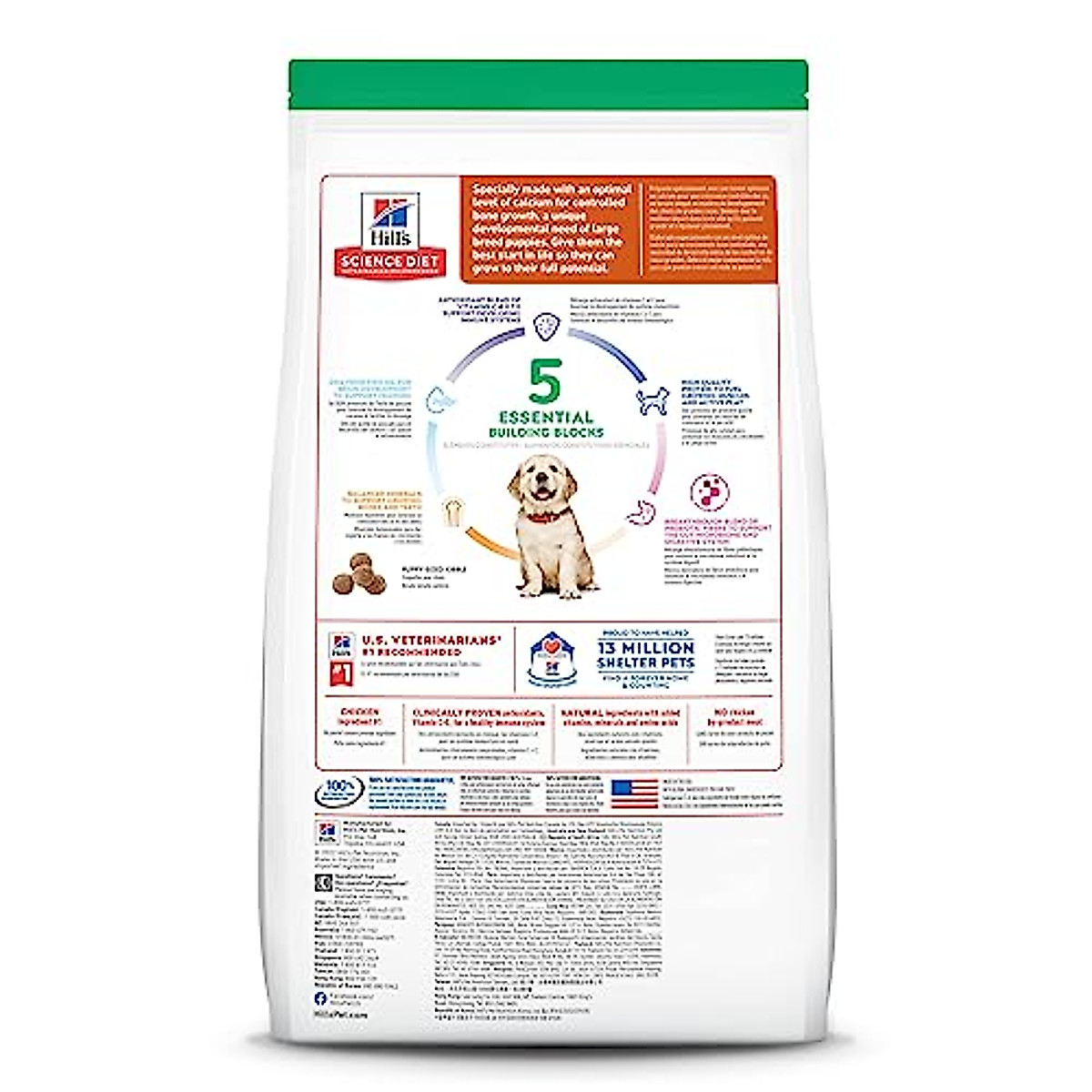 Hill's Science Diet Puppy, Large Breed Puppy Premium Nutrition, Dry Dog Food, Chicken & Brown Rice, 15.5 lb Bag