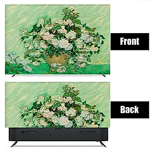 IKIID TV Cover Oil Painting Style 19-65in TV Cover Dust Proof TV Screen Protector for LCD/LED，Indoor Bedroom Living Room Decoration Television Dust Cover LED(Size:40-43 inches)
