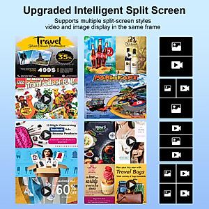 49“ Indoor Digital Signage, 4K UHD Non-Touchscreen LCD Floor Standing Digital Signage Interactive Displays, CMS and U-Disk Input Auto ADS Player, Android OS