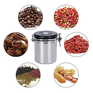 SDFGH Airtight Coffee Container - Stainless Steel CO2 Valve Storage Canister with Scoop - Keeps Your Coffee Fresh Flavorful ( Color : D , Size : 1500ml )