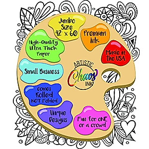 Artistic Chaos Ink Giant Lab Week Coloring Poster 60"x42" Made in USA, Rolled not Folded, Huge Coloring Pages, Great Craft for School Classroom, Party, Activities. Hours of Entertainment. (Labweek)